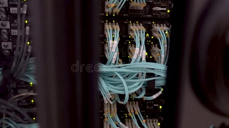 View through the Open Door of the Server Rack. Telecommunication Server ...
