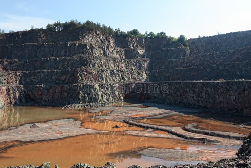 View into an Open Pit Mine with Prophyry Rock Material Stock Photo ...