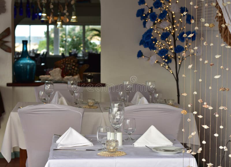 View into Open Space Restaurant Stock Image - Image of service, party ...