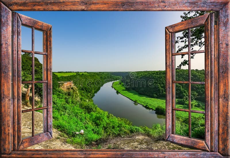 View from the Open Window To the River Stock Photo - Image of resort ...