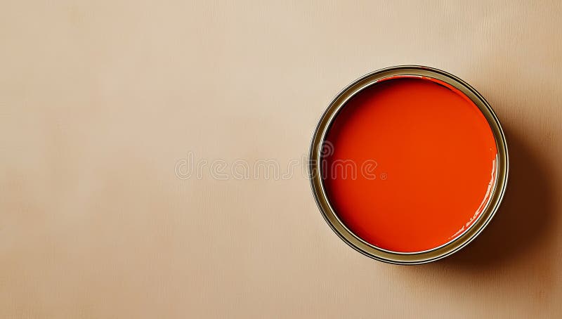 View of Orange Color Paint in a Can Against an Orange Background Stock ...