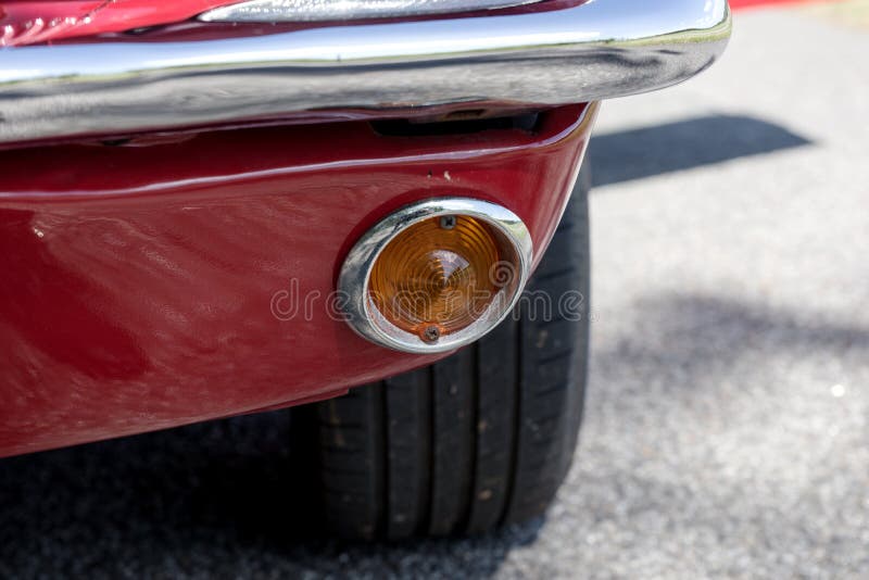 View of a Orange Direction Light from an Old Car Stock Image - Image of ...