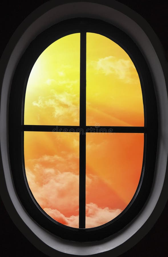 View of the Orange Sunset through the Window Stock Image - Image of ...