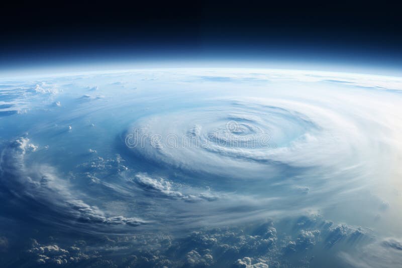 View from Orbit of a Huge Cyclone Above the Earth S Surface Stock ...