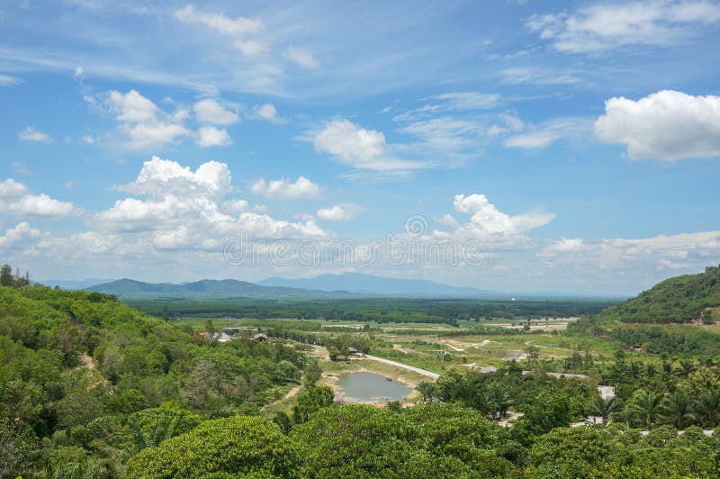View of Orchard Fruit on the Mountain with Blue Sky and Cloud Stock ...
