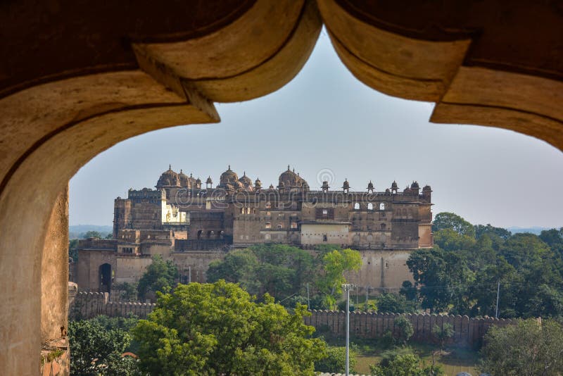 View of Orchha Fort Complex Stock Image - Image of destination ...