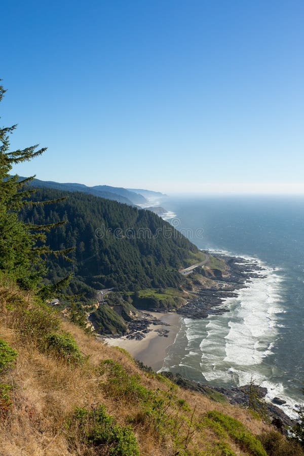 View of the Oregon Coast Line Stock Image - Image of beach, northwest ...