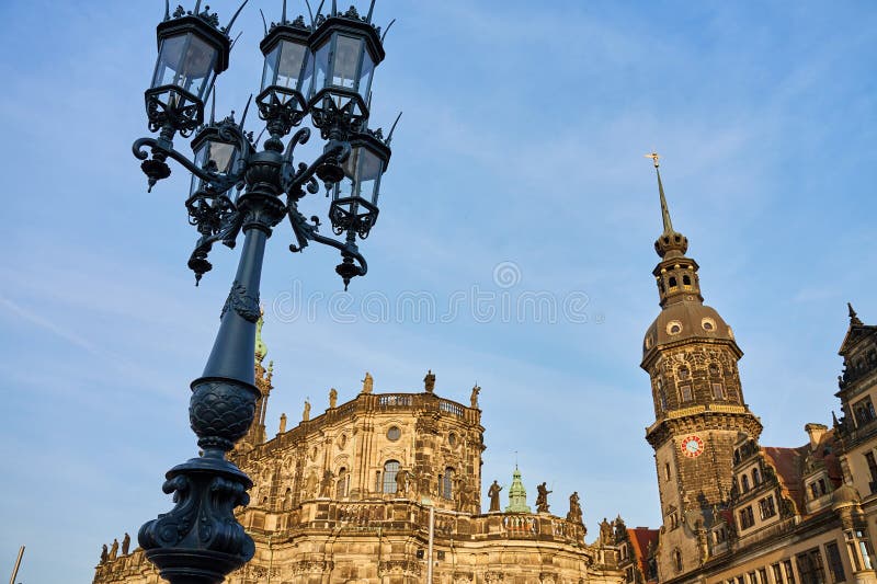 View of Ornate Lamp Post in Front of Dresden Castle Editorial Image ...