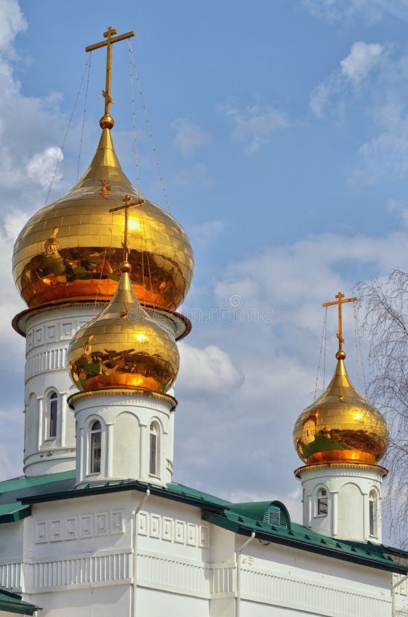 View of Orthodox Monastery with Golden Domes of Churches . Stock Photo ...