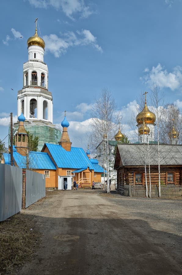 View of Orthodox Monastery with Golden Domes of Churches. Stock Image ...