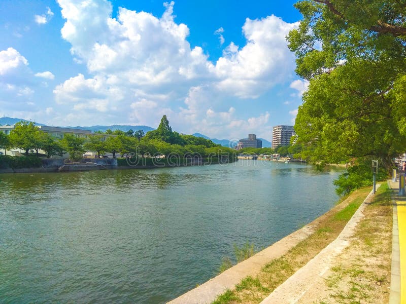 View of the Ota River in Hiroshima Stock Image - Image of water ...
