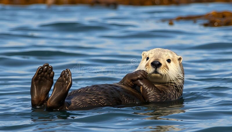 A View of an Otter in the Water Stock Illustration - Illustration of ...