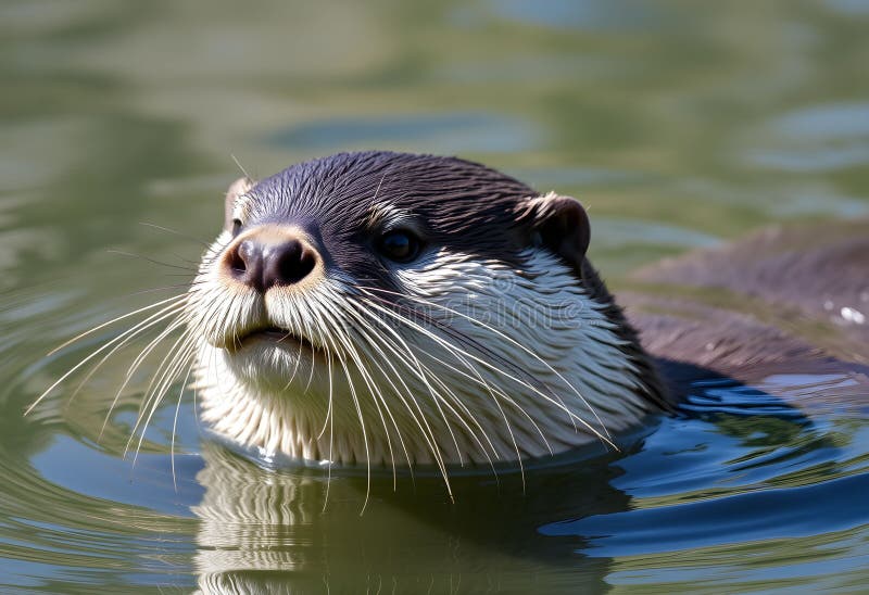 A View of an Otter in the Water Stock Illustration - Illustration of ...