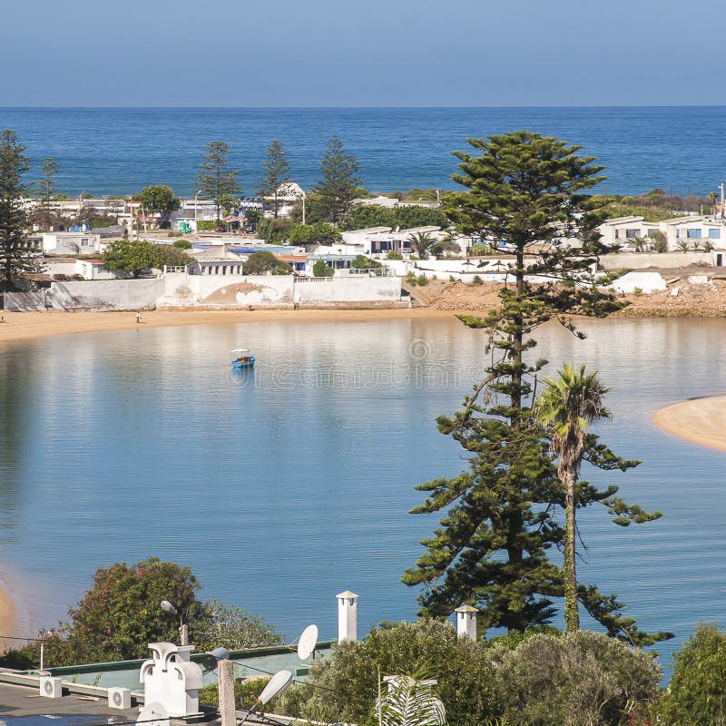 View of Oualidia stock photo. Image of lagoon, architecture - 66519310