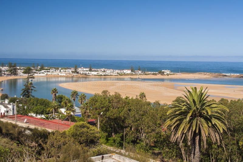 View of Oualidia stock image. Image of park, beach, experience - 67007501