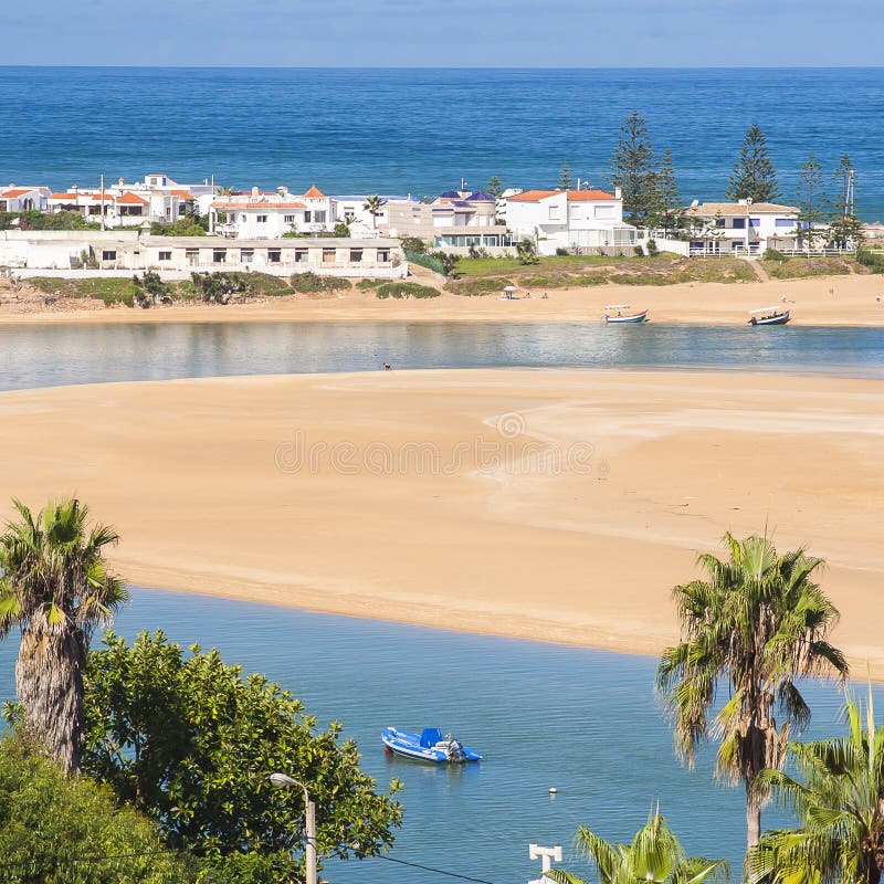 View of Oualidia stock image. Image of africa, lagoon - 67007983