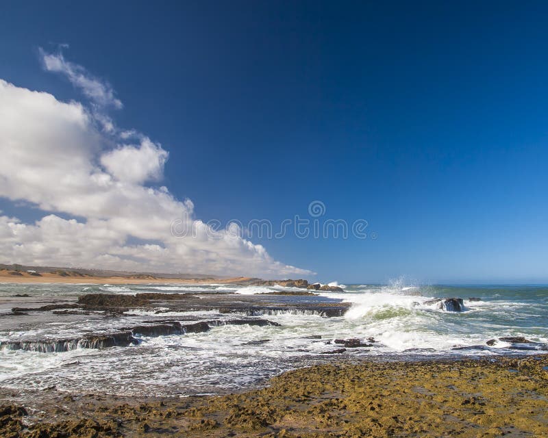 View of Oualidia stock photo. Image of arabic, beach - 67370780