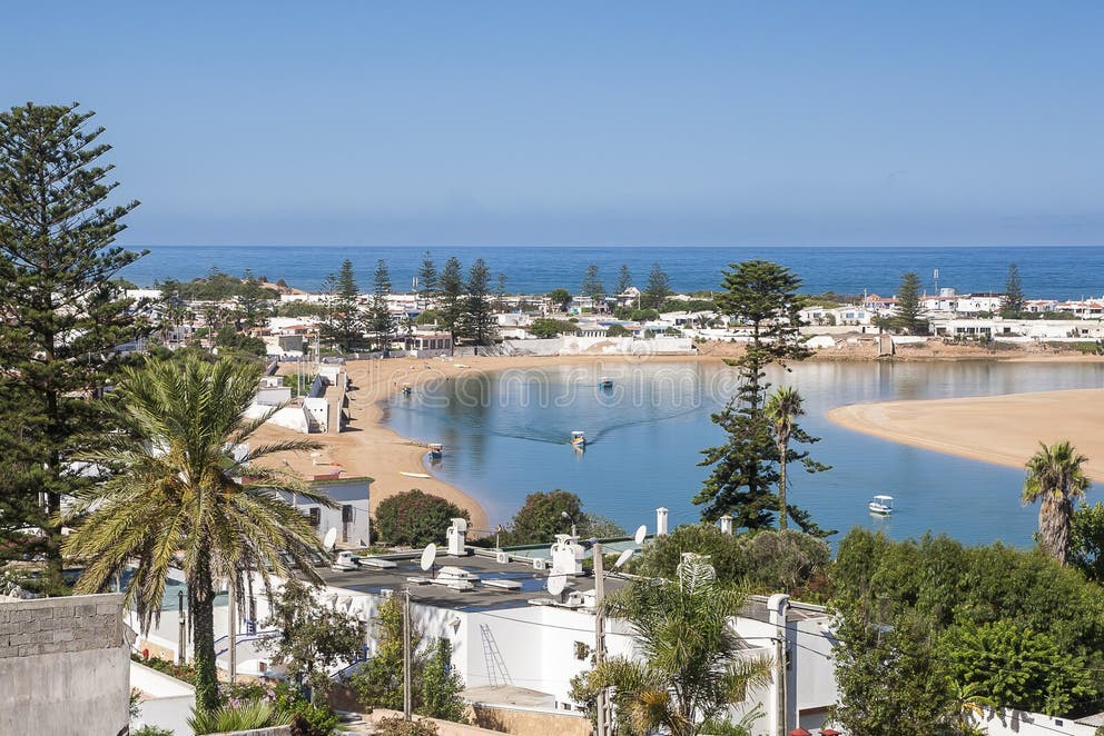 View of Oualidia stock image. Image of area, fish, home - 69047557