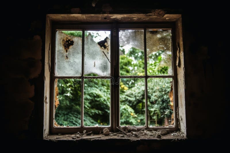 View Out of a Dirty Old Window Stock Illustration - Illustration of ...