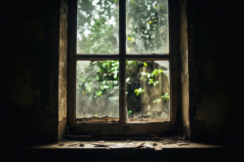 View Out of a Dirty Old Window Stock Illustration - Illustration of ...