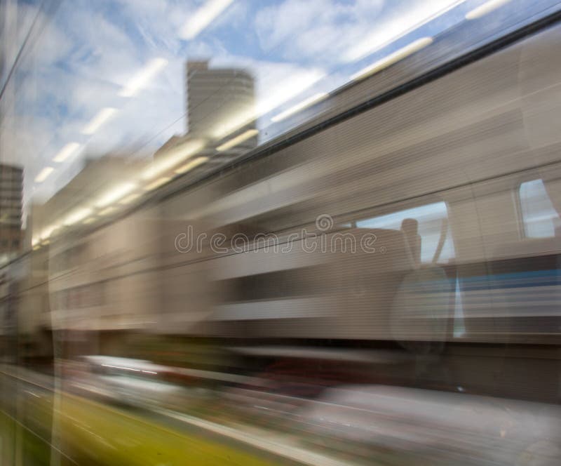 A View Out from the Window of a Train. Stock Image - Image of blur ...