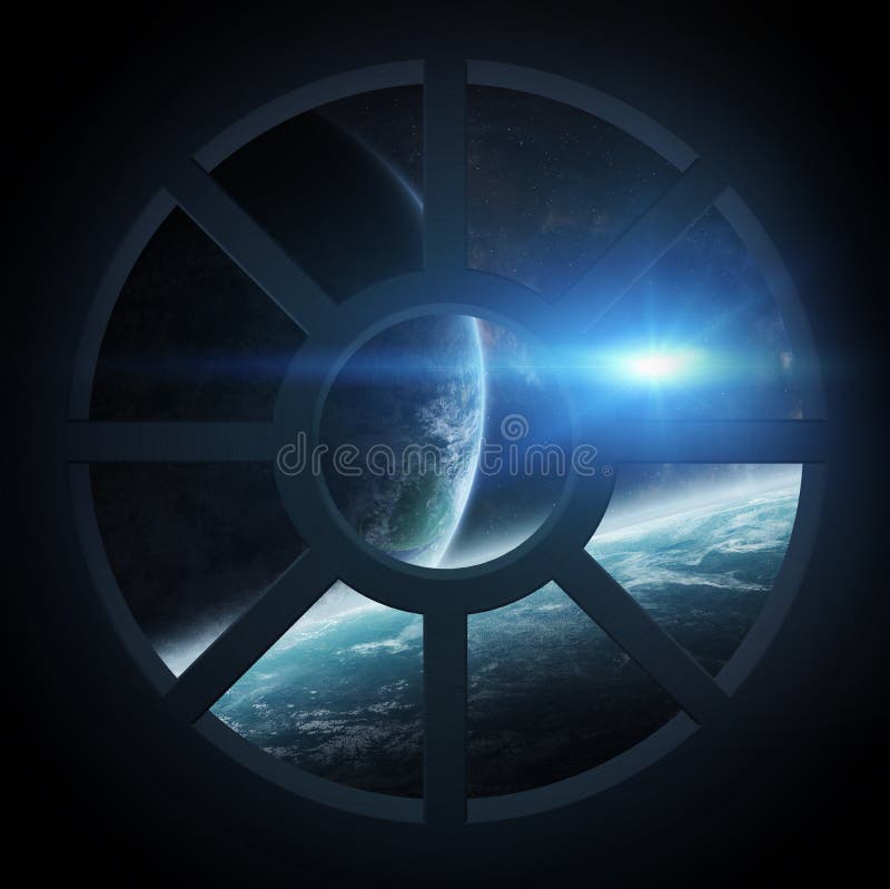 View of Outer Space from a Spaceship Cabin Stock Illustration ...