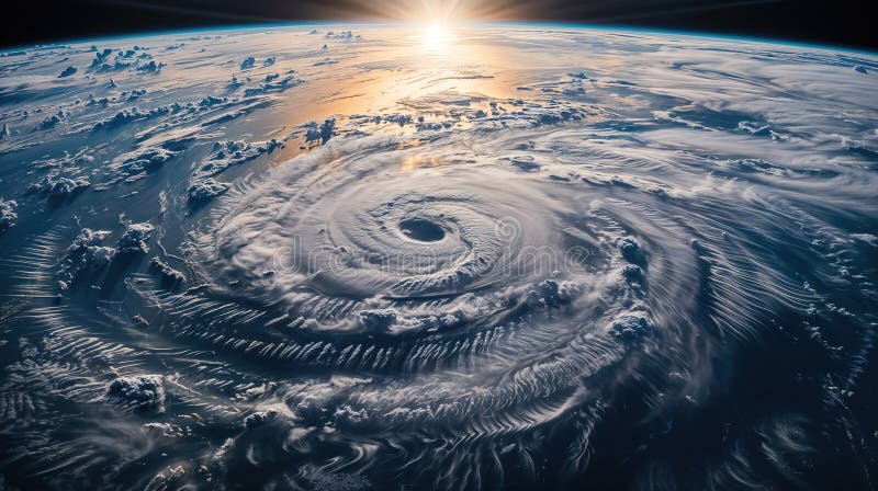 View from Outer Space of a Storm Cloud Swirling in the Sky. it is a ...
