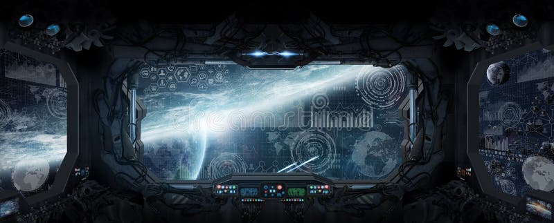 View of Outer Space from the Window of a Space Station Stock ...