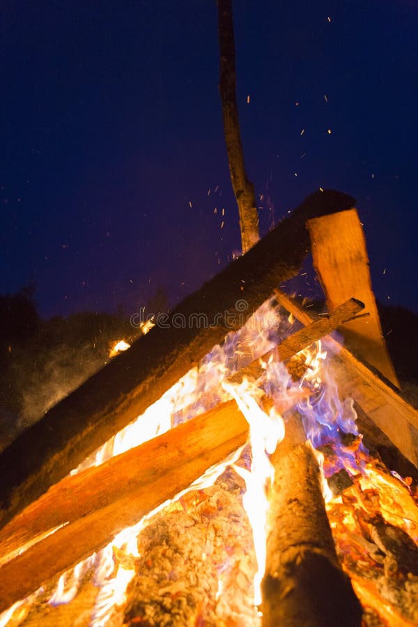 Outside Fire in a Camping Base Stock Photo - Image of delimitation ...