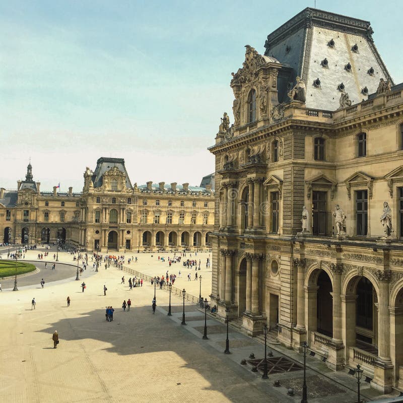 View from the Outside of the Louvre in Paris Stock Photo - Image of ...