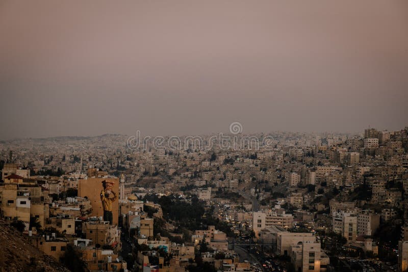 A View Over Amman, Jordan at Sunset Stock Image - Image of architecture ...