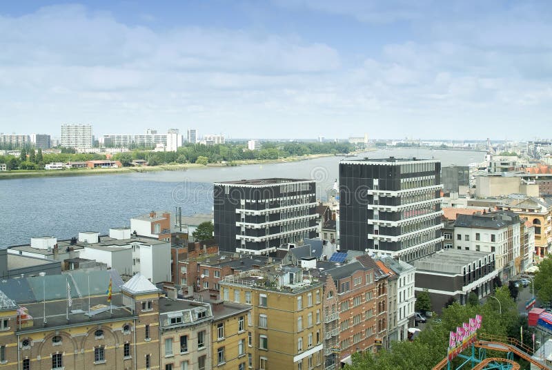 View Over Antwerp (right and Left Bank) Stock Photo - Image of tourism ...