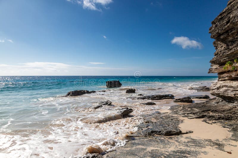 A View Over the Beach and Ocean with a Blue Sky Overhead, at Elbow ...