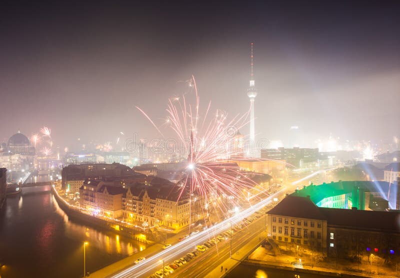 View Over Berlin on New Years Eve 2013 Stock Image - Image of party ...