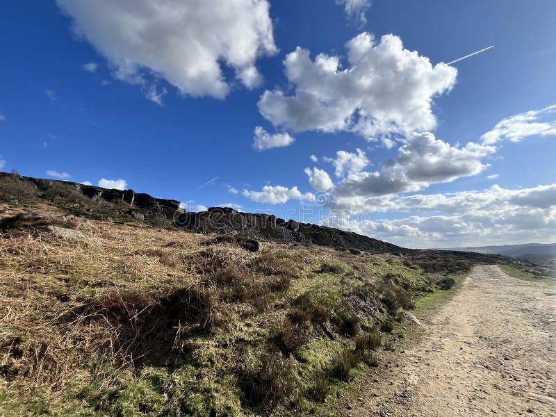 A View Over Burbage Moor, Derbyshire Stock Image - Image of path, moor ...