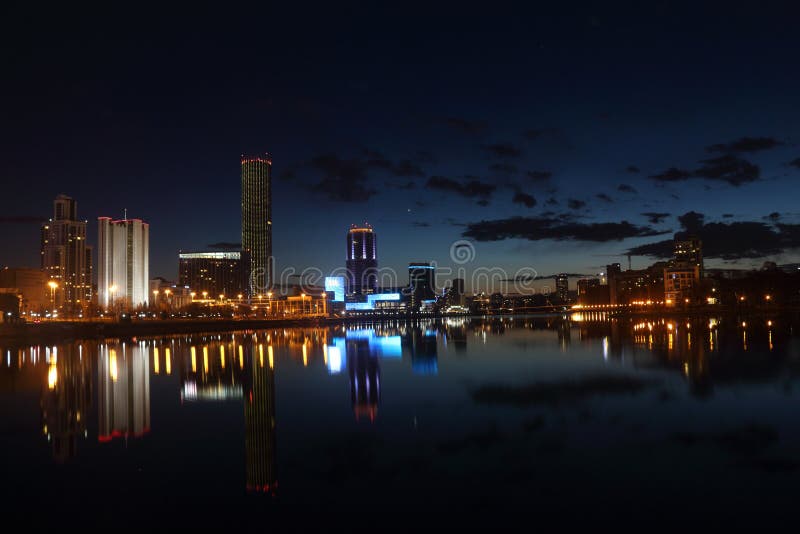 View over city at night stock photo. Image of reflection - 116172128