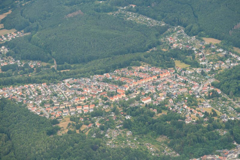 View Over the City of Sonneberg in Germany from Above Stock Photo ...