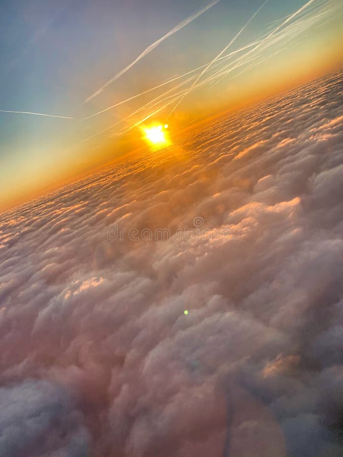 View from a Plan in the Sky Stock Photo - Image of skyline, clouds ...