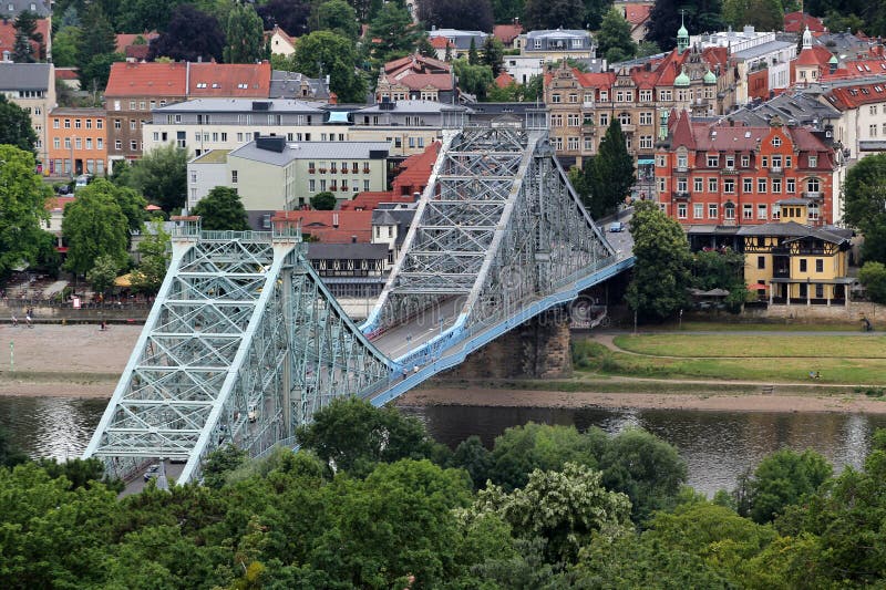View Over the Elbe and the Loschwitzer Bridge, or Blue Wonder in ...