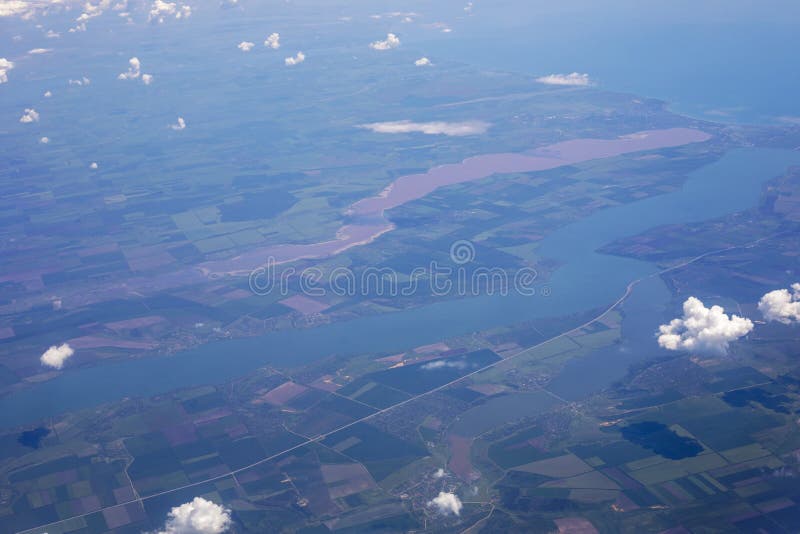 View Over the Estuary from Above, European Landscape, Horizontal Stock ...