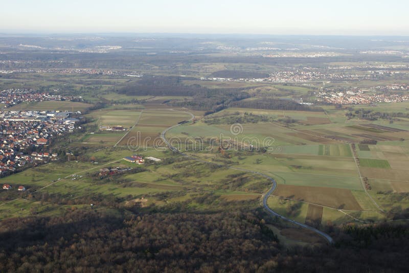 View Over a Flat Landscape from Above Stock Image - Image of angle ...