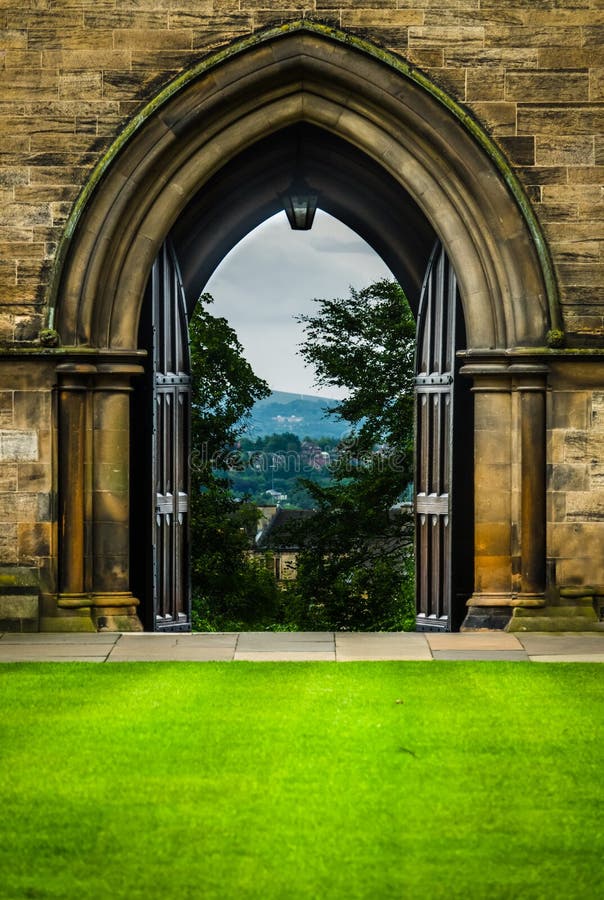 View Over Glasgow through Archway Stock Image - Image of campus, grand ...