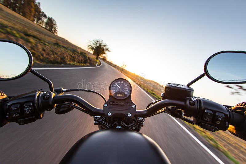 The View Over the Handlebars of Motorcycle Stock Image - Image of left ...