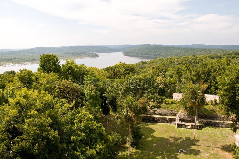 View over Lake Yaxha stock photo. Image of flora, landscape - 7376974
