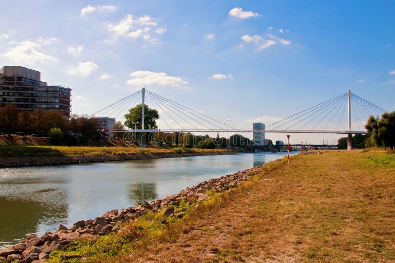 View Of The Neckar River In Mannheim Stock Photo - Image of germany ...