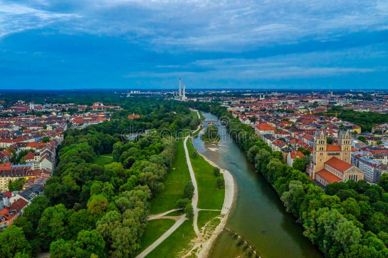 Munich - Isar River And St. Lukas Church Stock Photo - Image of ...
