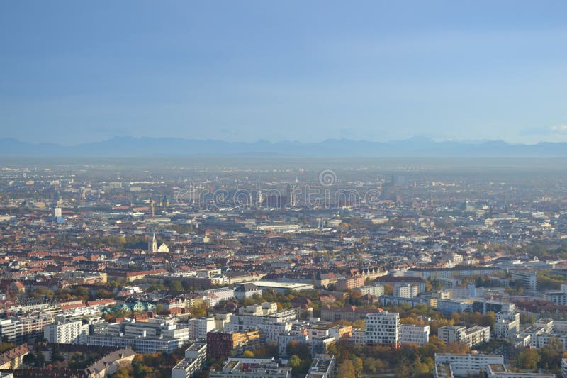 View over munich at summer stock photo. Image of aerial - 170011576