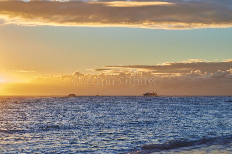 View Over the Ocean. a Beautiful Sunset Over the Beach. Stock Photo ...