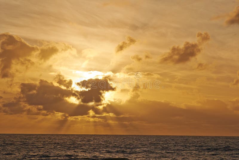 View Over the Ocean. a Beautiful Sunset Over the Beach. Stock Photo ...