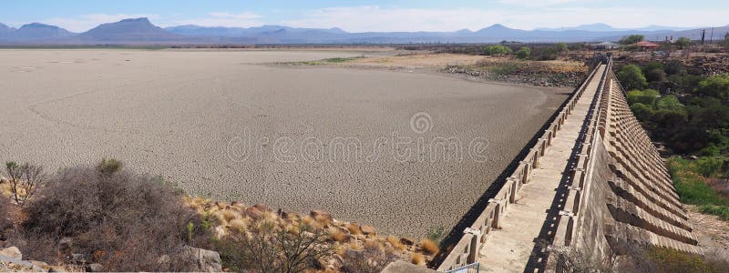 View Over Parched and Empty Dam, with Cracked Mud Stock Image - Image ...